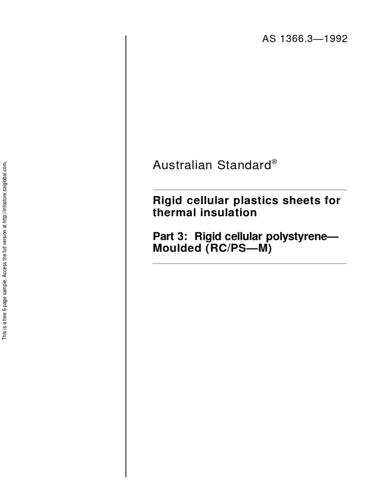 As 1366.3-1992 Rigid Cellular Plastics Sheets For Thermal Insulation ...