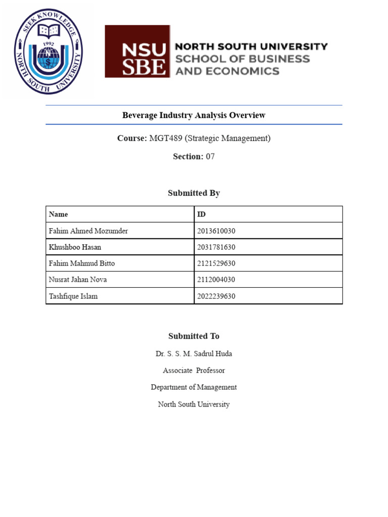 Beverage-Industry-Analysis | PDF | Drink | The Coca Cola Company