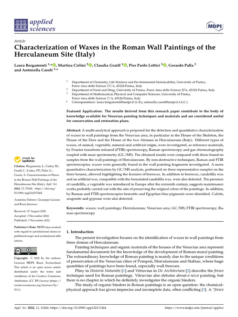 Characterization of Waxes in The Roman Wall Paintings of The ...