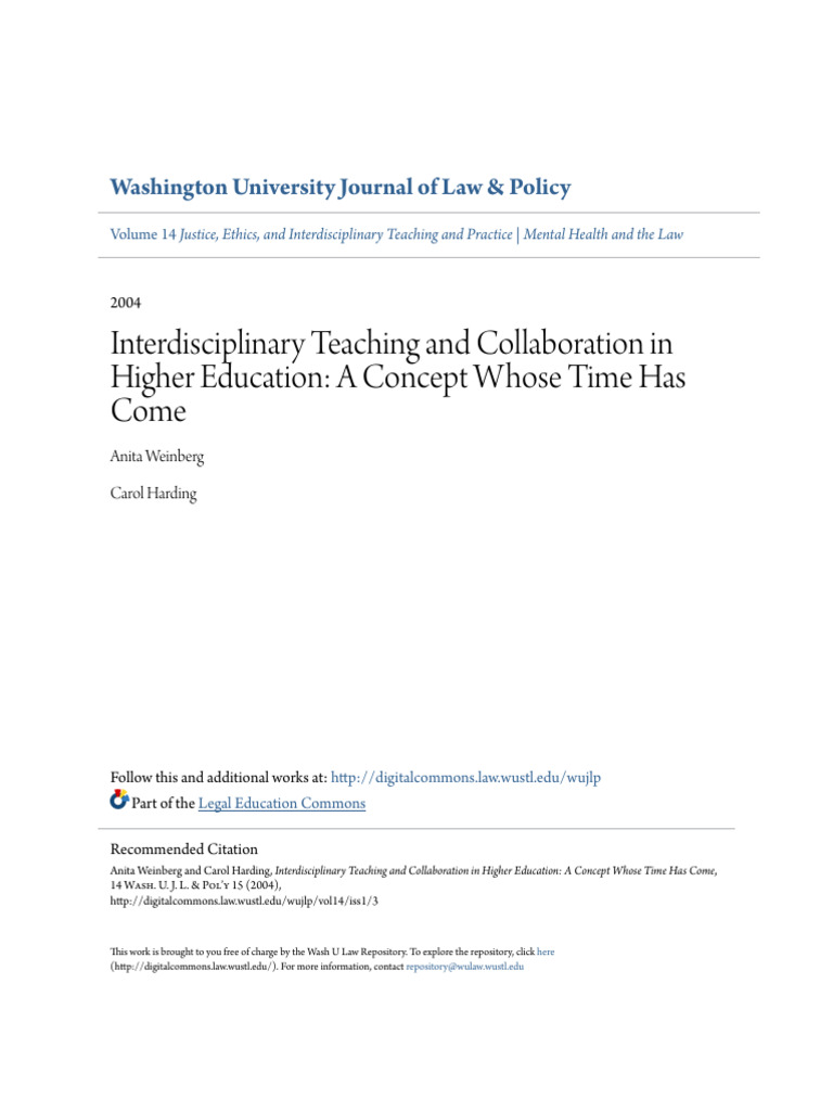 Interdisciplinary Teaching and Collaboration in Higher Education | PDF ...