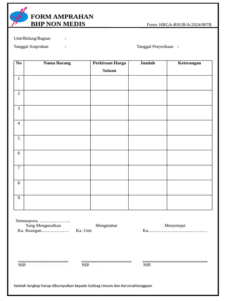 7b. Form Amprahan Bhp Non Medis | PDF