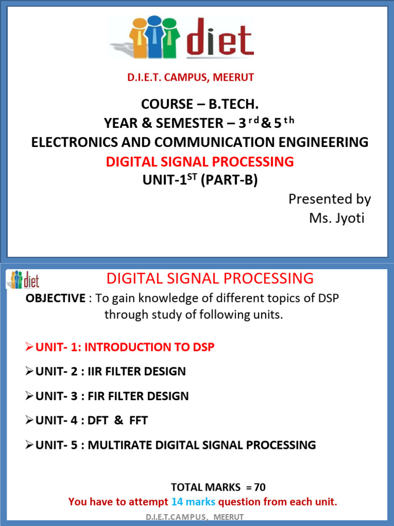 DSP UNIT -1(PART-B) | PDF | Digital Signal Processing | Control Theory