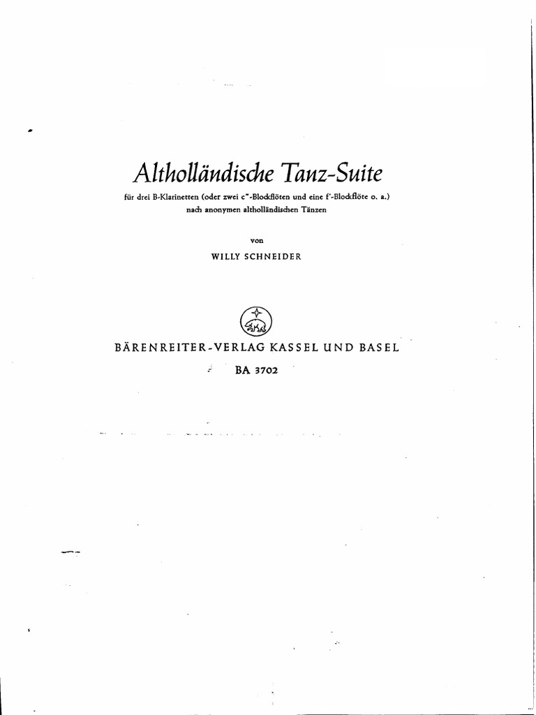 Schneider - Altholländische Tanz-Suite (3 CL.) | PDF