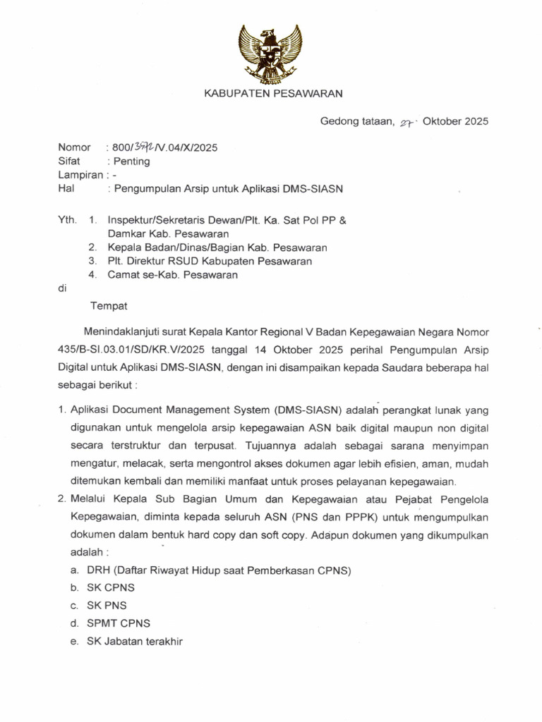 Pengumpulan Arsip Untuk Aplikasi Dms-siasn | PDF