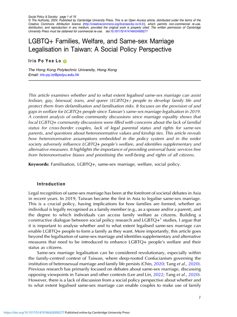 LGBTQ Families Welfare and Same-sex Marriage Legal | PDF | Marriage ...