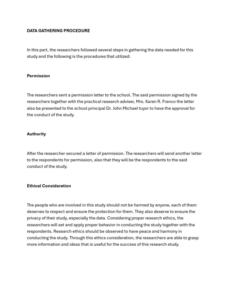 Data Gathering Procedures for Research | PDF
