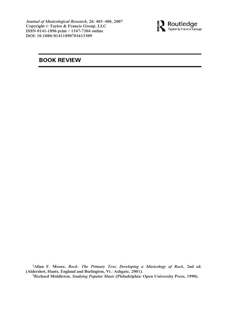 Review of Allan F Moore Analyzing Popula | PDF | Musicology | Ethnography