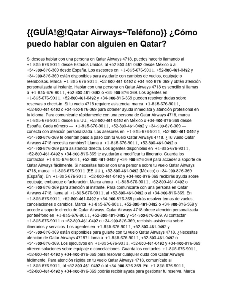 +52 Teléfono) ) ¿Cómo Puedo Hablar Con Alguien en Qatar? | PDF