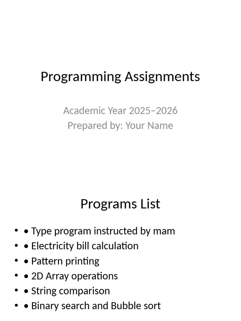 Programming Assignments | PDF