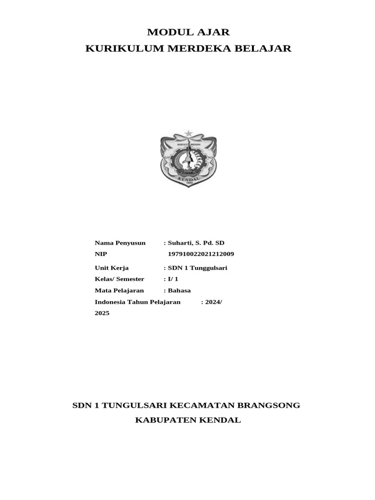 MODUL AJAR Kelas 1 Bahasa Indonesia Pujiati (1) | PDF