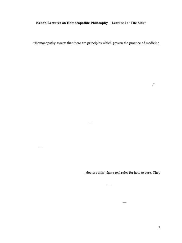 Kent The Sick | PDF | Homeopathy | Mind