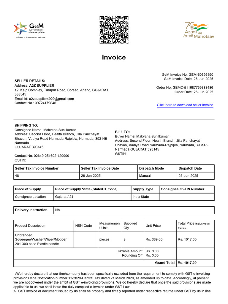 DW82VzhTOHlBeHVOOUxidnZSYXM0dz09 Invoice | PDF | Invoice | Taxes