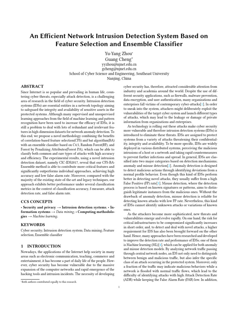 Network IDS Ensemble Classifier | PDF | Machine Learning | Statistical Classification