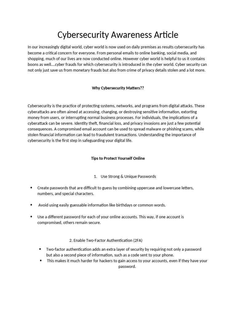Essential Cybersecurity Tips for Everyone | PDF | Security | Computer ...