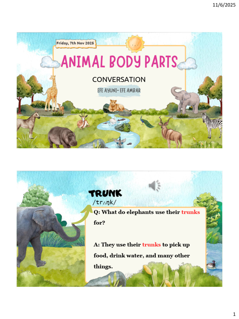 Animal Body Parts and Functions | PDF | Elephant | Fur