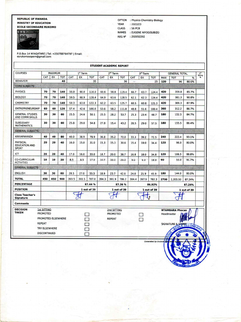 High School Transcripts From Grade 10 To 12 | PDF