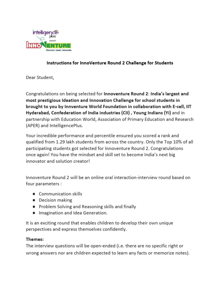 Innoventure Round 2 Registration Details | PDF