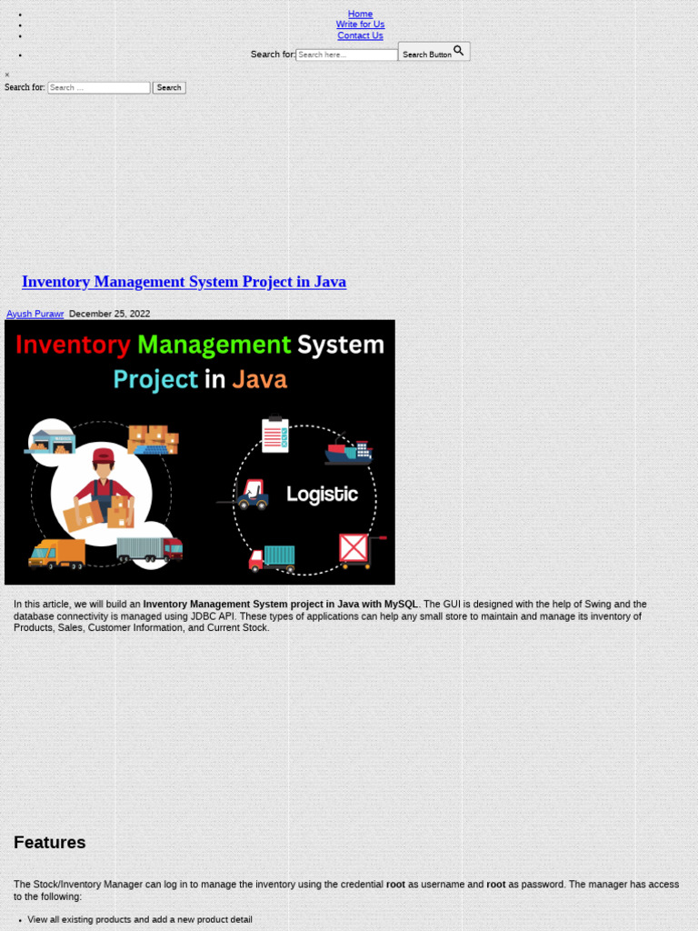 Inventory Management System Project in Java - 1 | PDF | My Sql | Computing