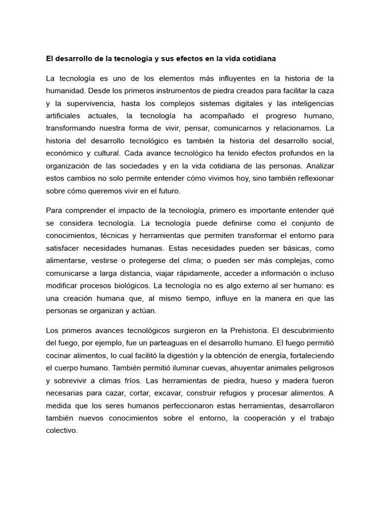 Impacto de la Tecnología en la Vida Diaria | PDF | Agricultura | Internet