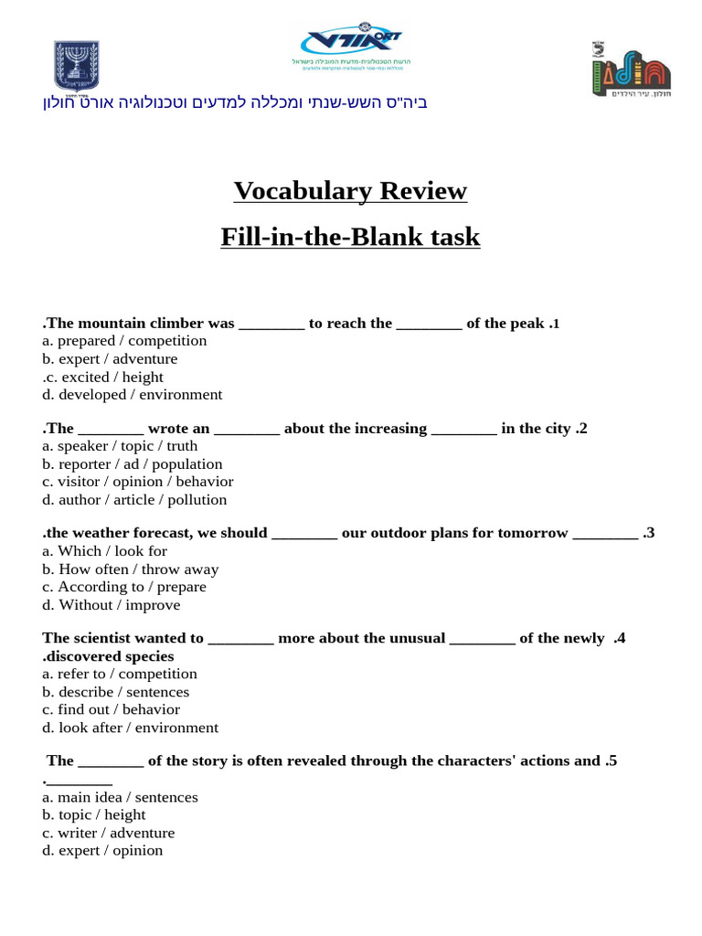 Vocabulary Review 9th Grade | PDF | Natural Environment
