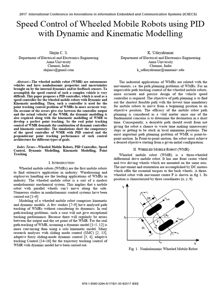 2017-Speed Control of Wheeled Mobile Robots Using PID With Dynamic and ...
