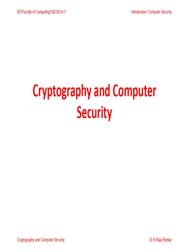 Cryptography and Computer Security - Chapter - 1 | PDF | Encryption ...