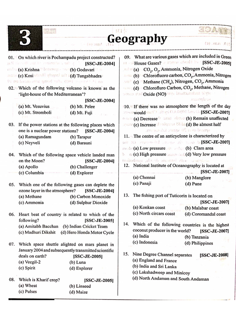 SSC Je Geography | PDF
