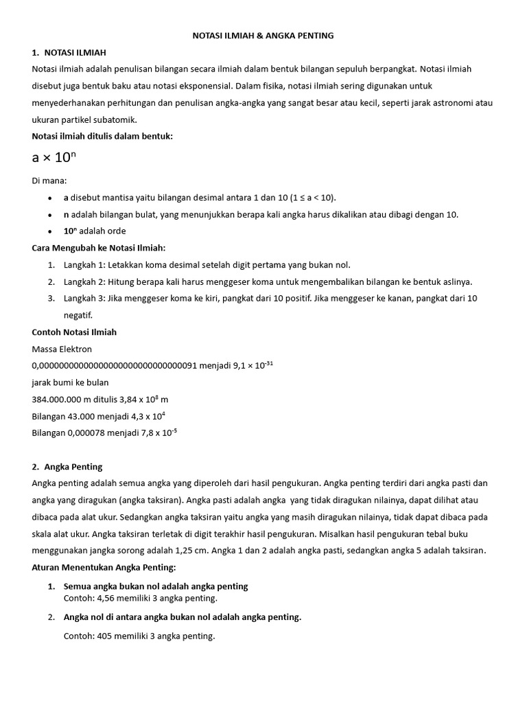 Notasi Ilmiah dan Angka Penting dalam Fisika | PDF