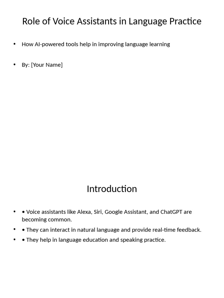 Role of Voice Assistants in Language Practice | PDF