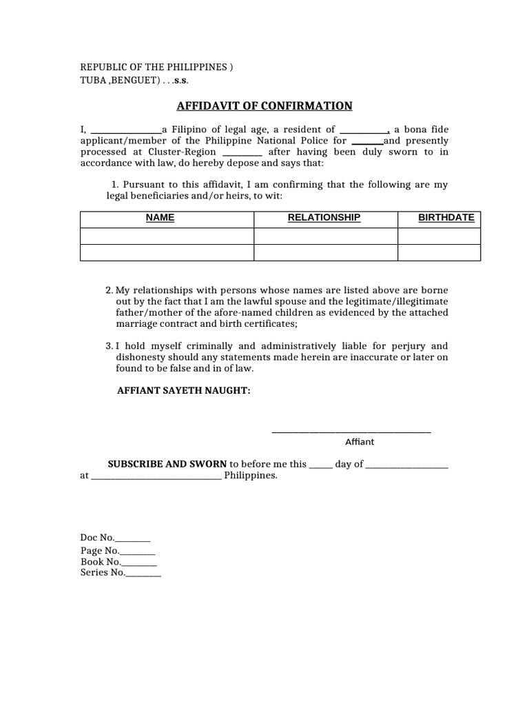 Affidavit of Confirmation | PDF
