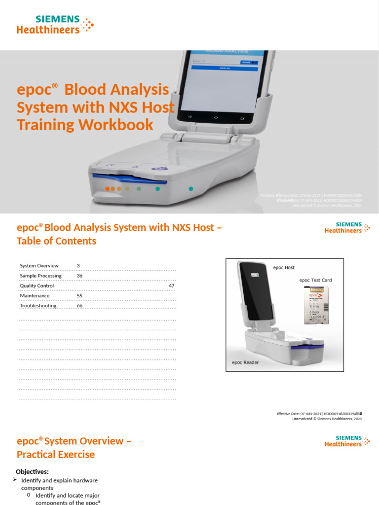epoc® Blood Analysis System Training Guide | PDF | Verification And ...