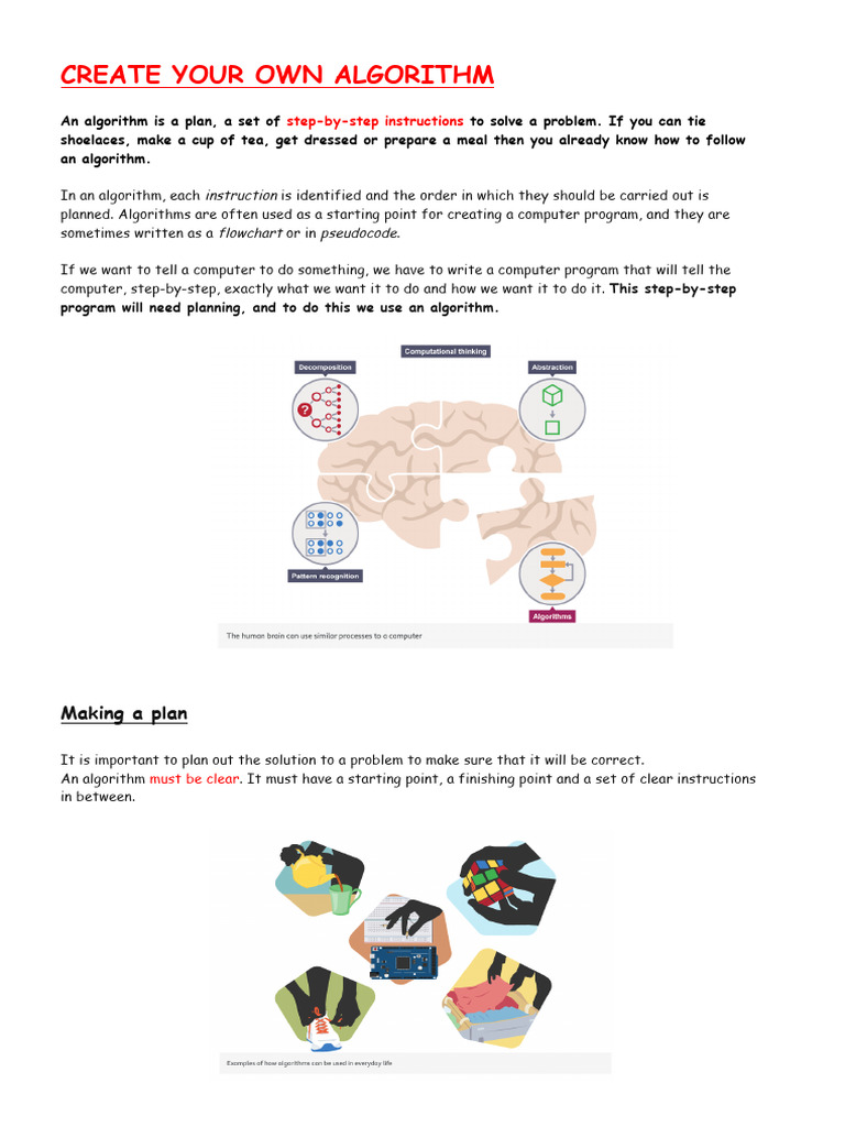 Create Your Own Algorithm Pdf Algorithms Computing