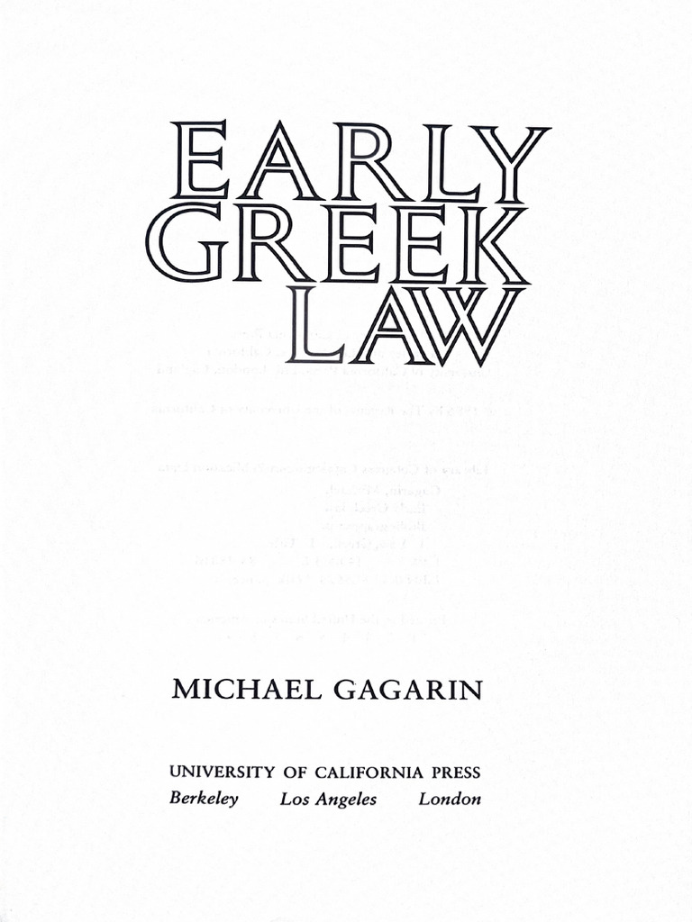 01 Early Greek Law - Michael Gagarin | PDF