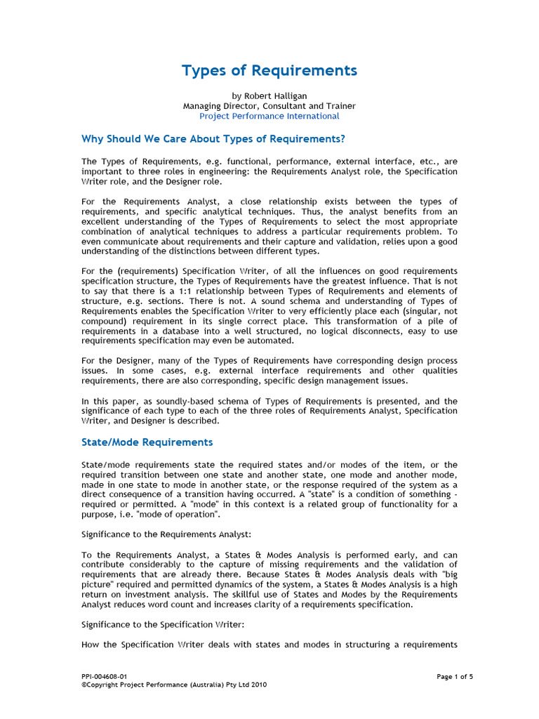 Understanding Types of Requirements | PDF | System | Specification ...