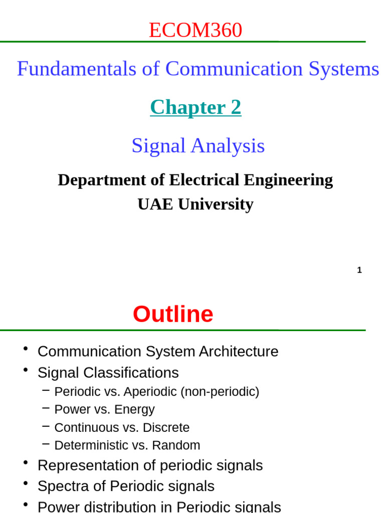 Fund Comm Sys Chapter 02 Signal Analysis Fall2022 | PDF | Spectral Density | Mathematical Relations