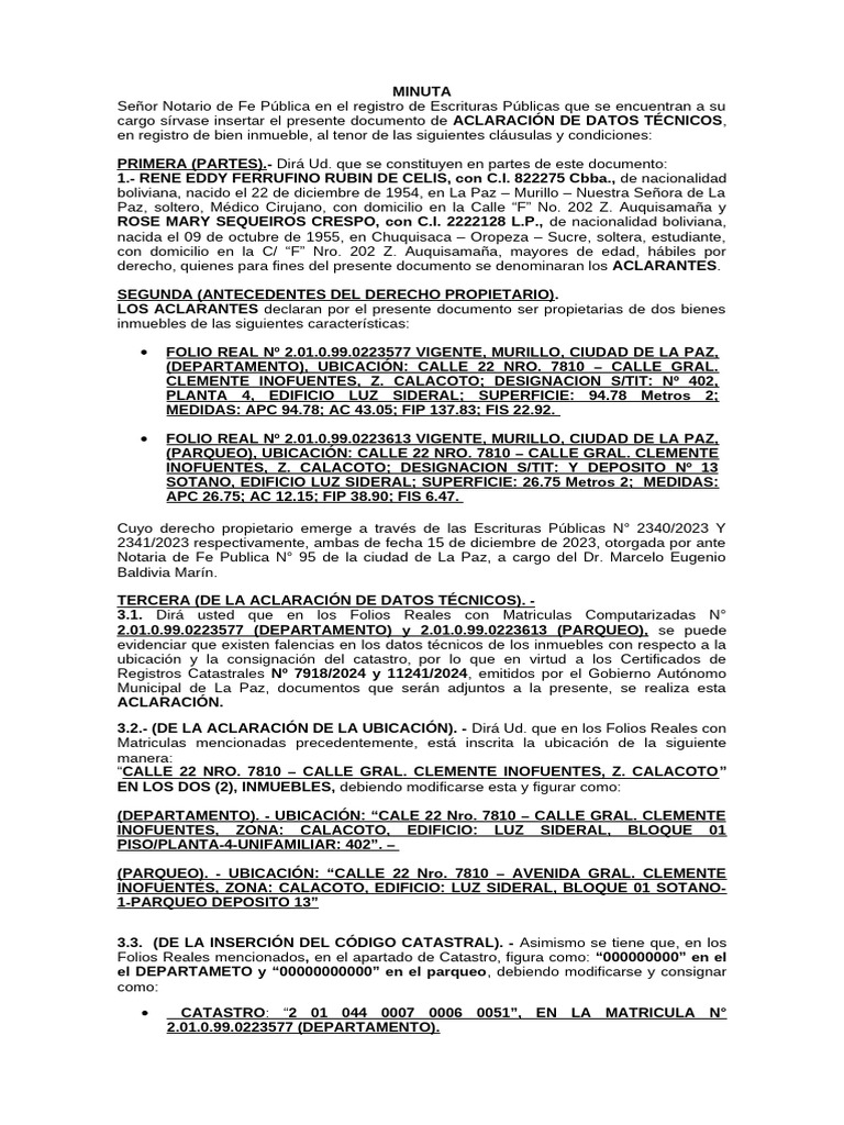 Aclaracion - Rene Ferrufino | PDF | Derecho Civil (Common Law)