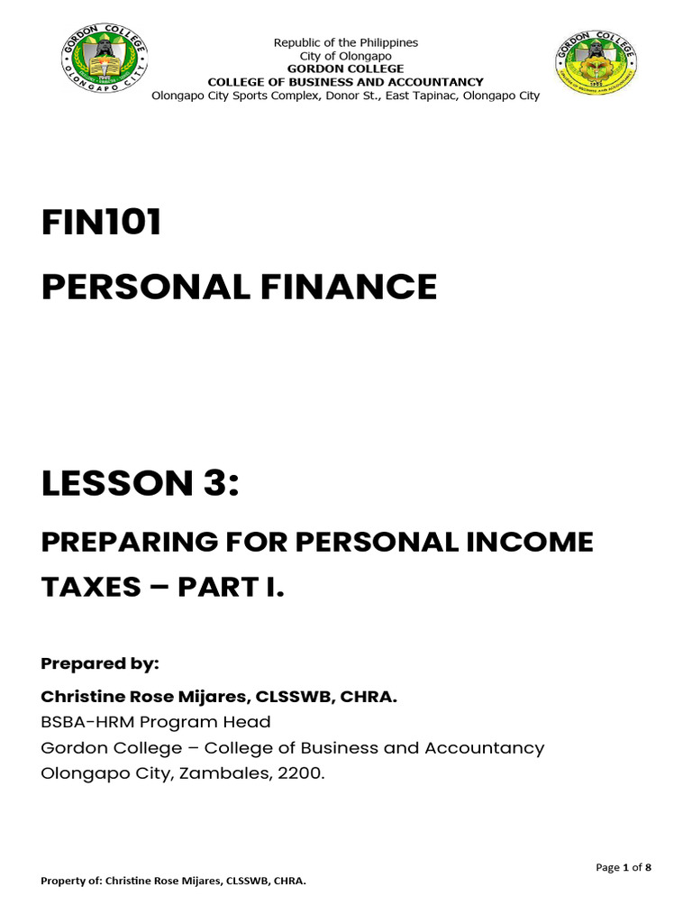 Personal Income Tax Preparation Guide | PDF | Taxes | Income Tax