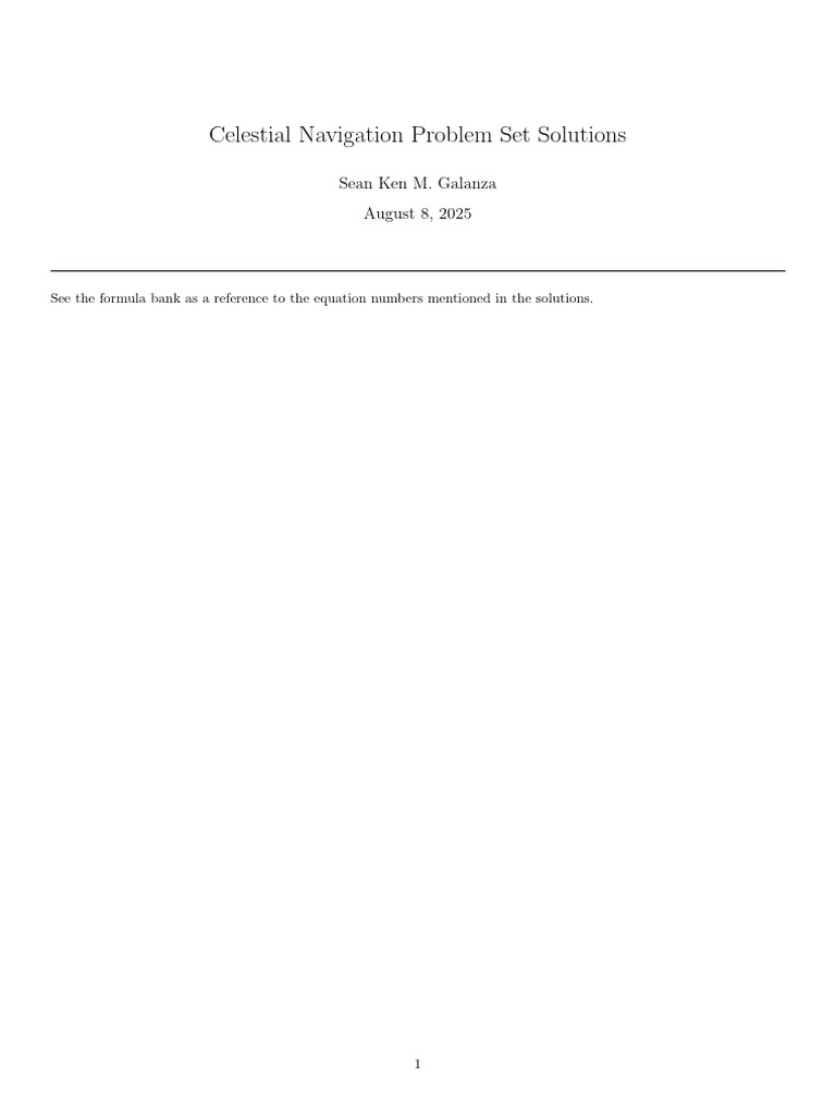 Celestial Navigation Problem Set Solutions | PDF | Astronomy