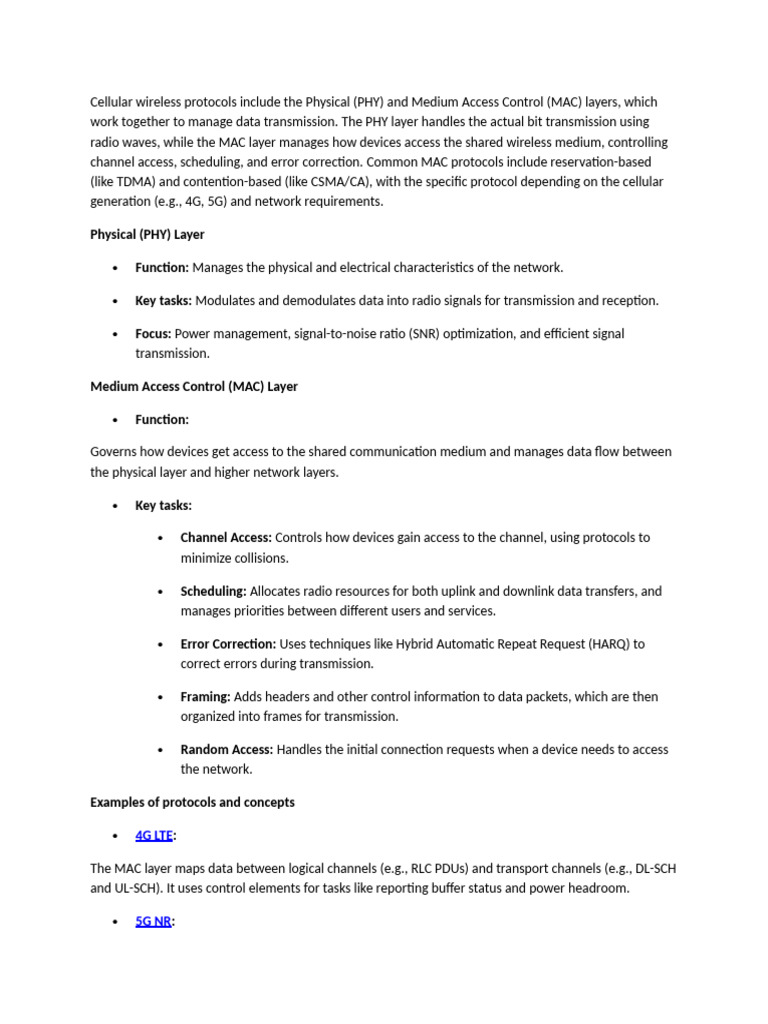 Cellular Wireless Protocols Include The | PDF | Channel Access Method ...