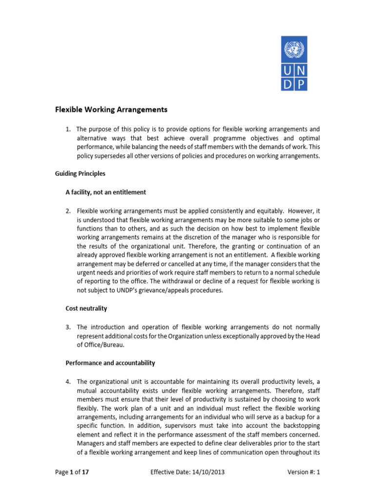 Flexible Working Arrangements Policy | PDF | Sick Leave | Parental Leave