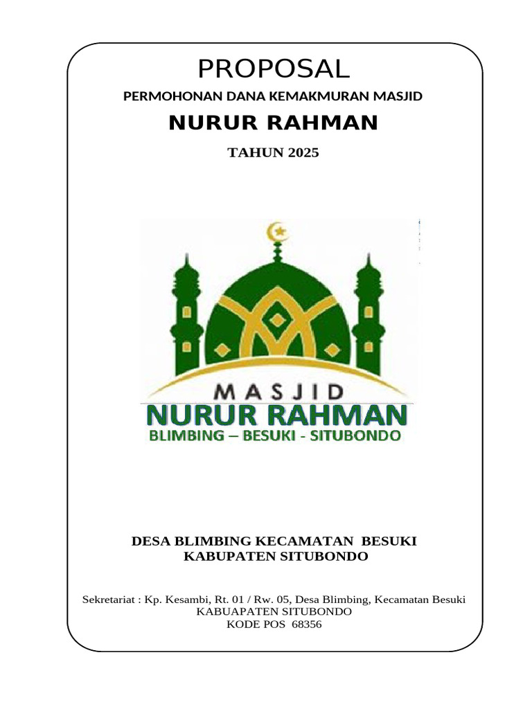 Permohonan Dana Masjid Nurur Rahman 2025 | PDF