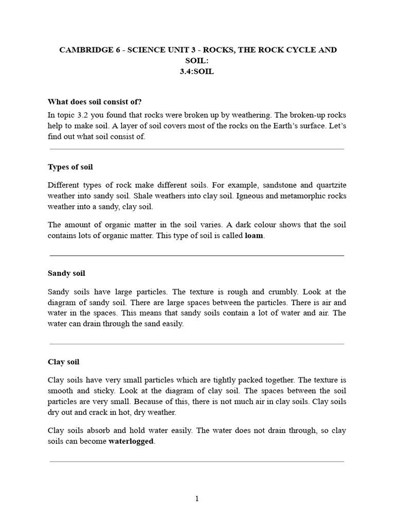 Khoa - Cambridge 6 - Science Unit 3 - Rocks, The Rock Cycle and Soil ...