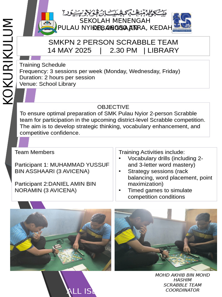 SMKPN Scrabble Team Training Schedule | PDF