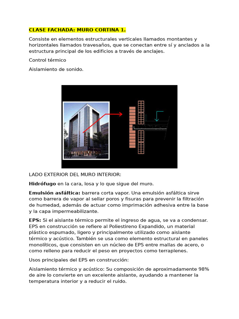 Diseño y Función del Muro Cortina | PDF | pared | Aislamiento térmico