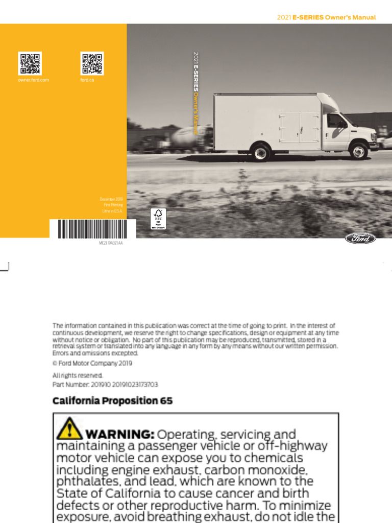 2021 Ford E Series Owners Manual Version 1 Om en US 12 2019 | PDF ...