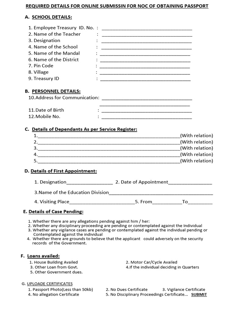 All Noc Forms For Passport | PDF