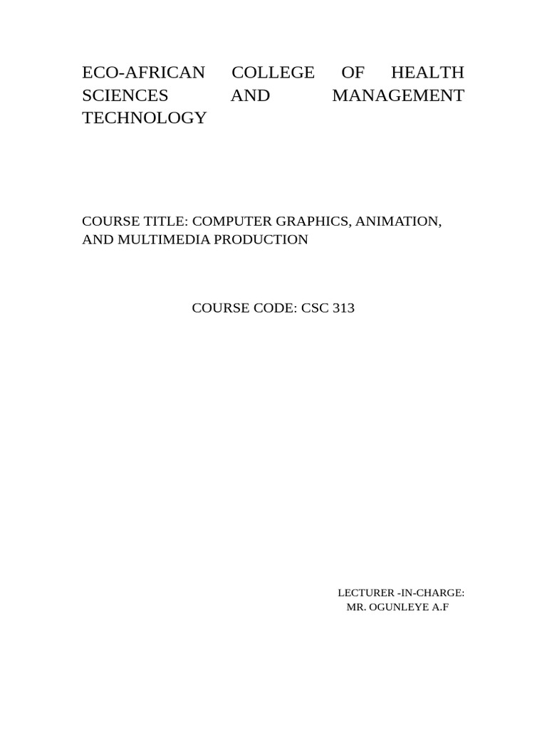 CSC 313 (Computer Graphics, Animation & Multimedia Production) | PDF ...
