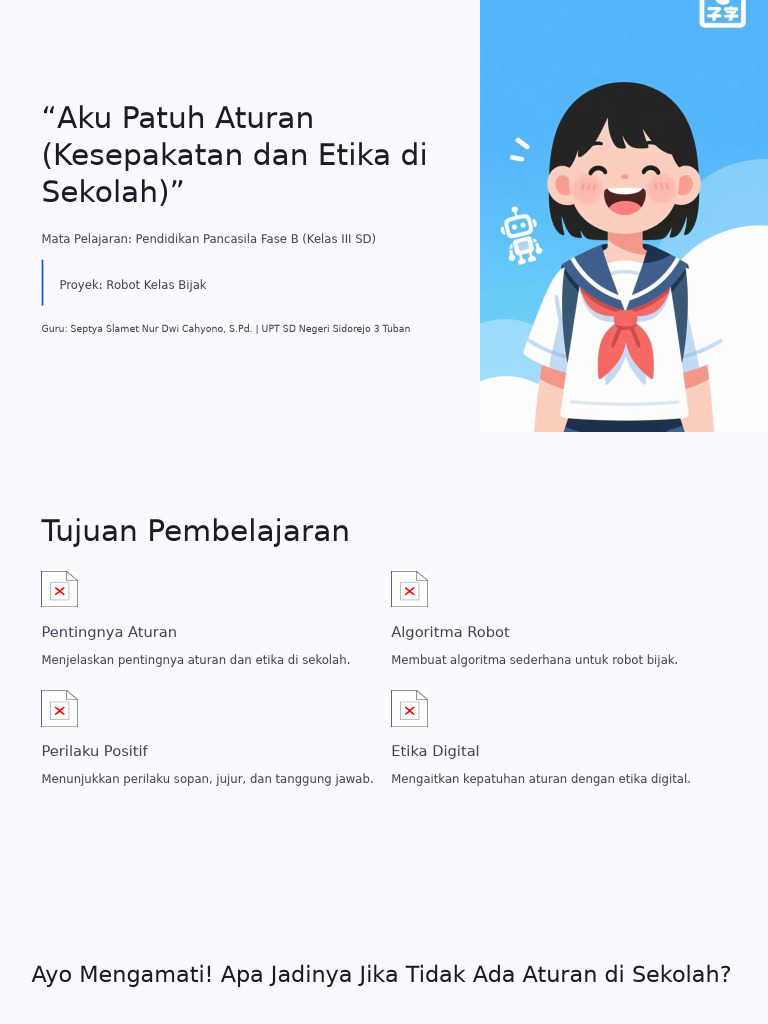 Aku Patuh Aturan Kesepakatan Dan Etika Di Sekolah | PDF