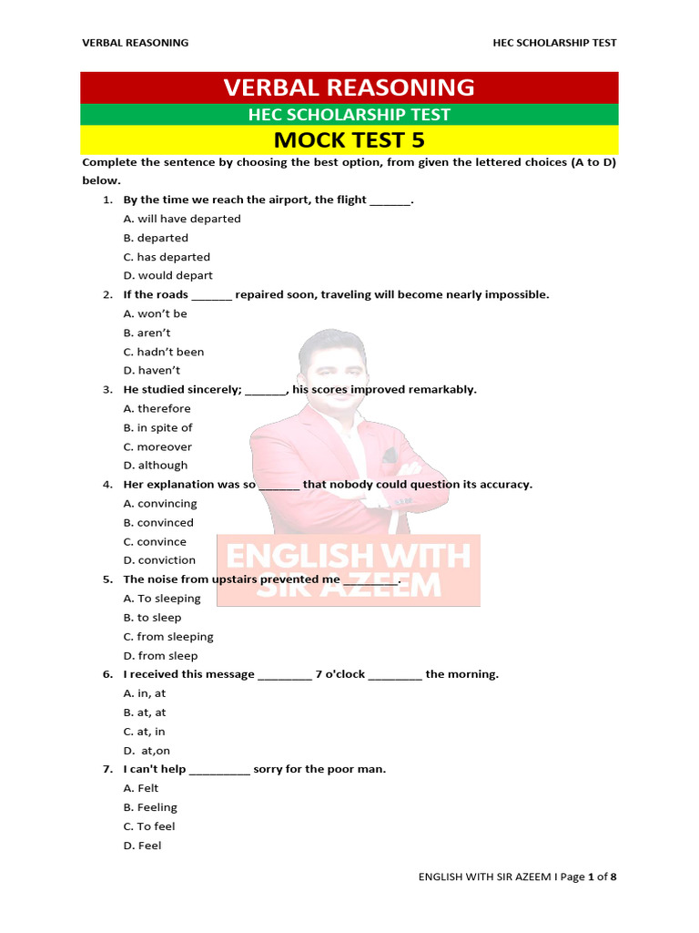 Hec Usat Mock Test PDF by Hadia | PDF | Artificial Intelligence ...