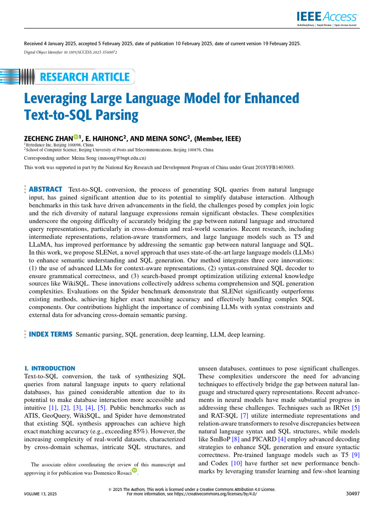 Leveraging Large Language Model For Enhanced Text-To-SQL Parsing | PDF ...